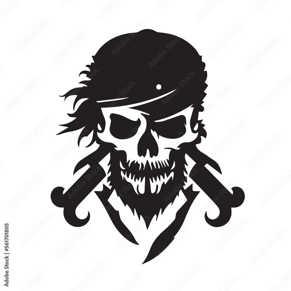 Pirate head minimal modern icon. Simple black and white vector ...