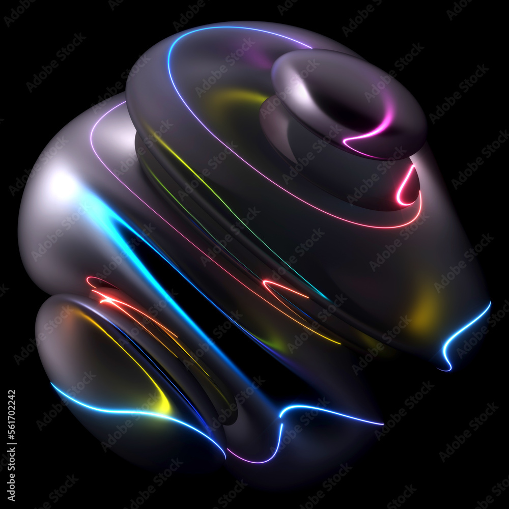 3d render abstract art of surreal mystic alien ball or sphere sculpture ...