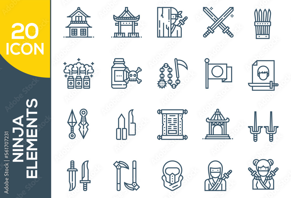NINJA ELEMENTS ICON SET DESIGN Stock Vector | Adobe Stock