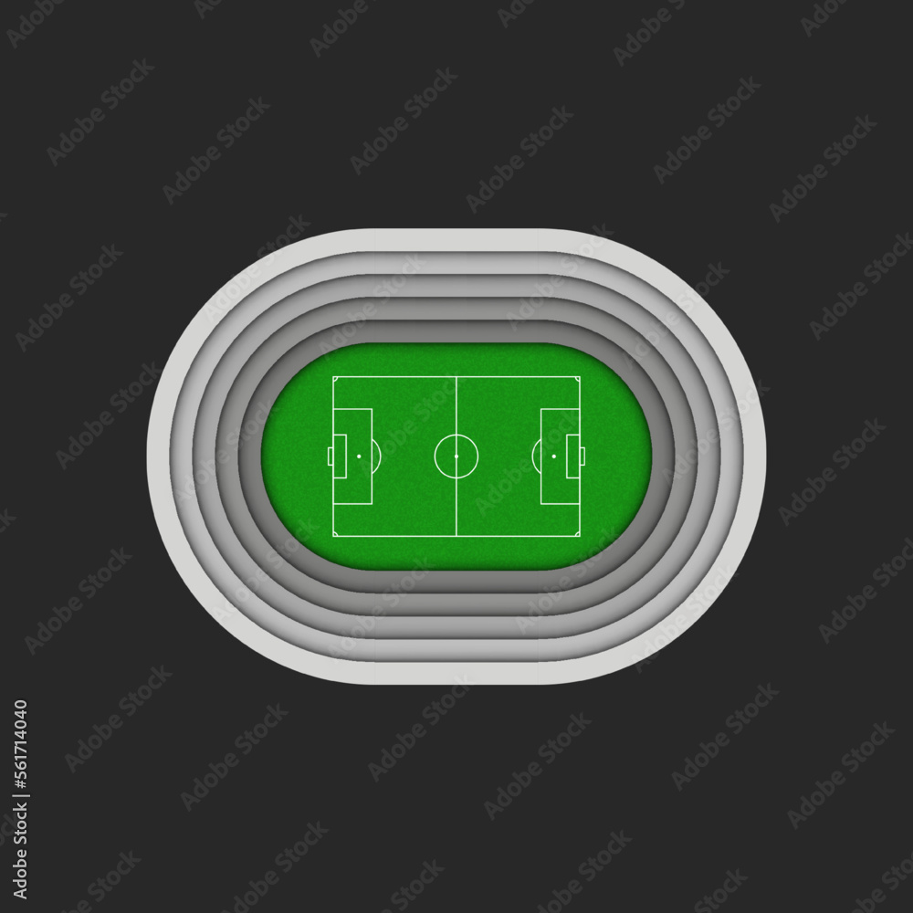 3d Football stadium miniatures oval shape top view, sports facility ...
