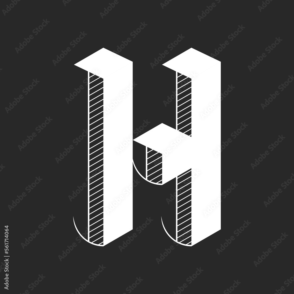 Monogram H logo letter calligraphy symbol, artistic Gothic style font ...
