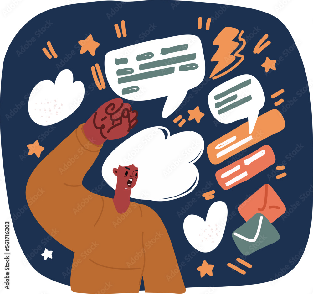 Cartoon vector illustration of Hands holding blank protest poster ...