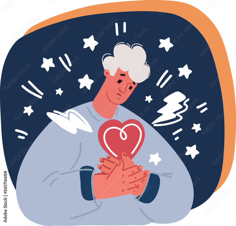 Cartoon vector illustration of Unwell man feel sick suffer from heart ...