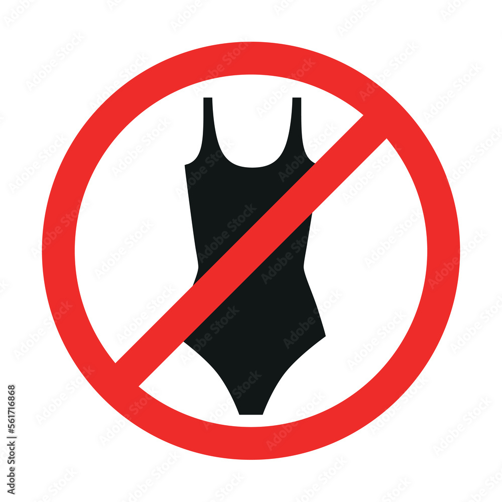 Symbol entry in a swimsuit is prohibited. Women's swimsuit in a crossed ...