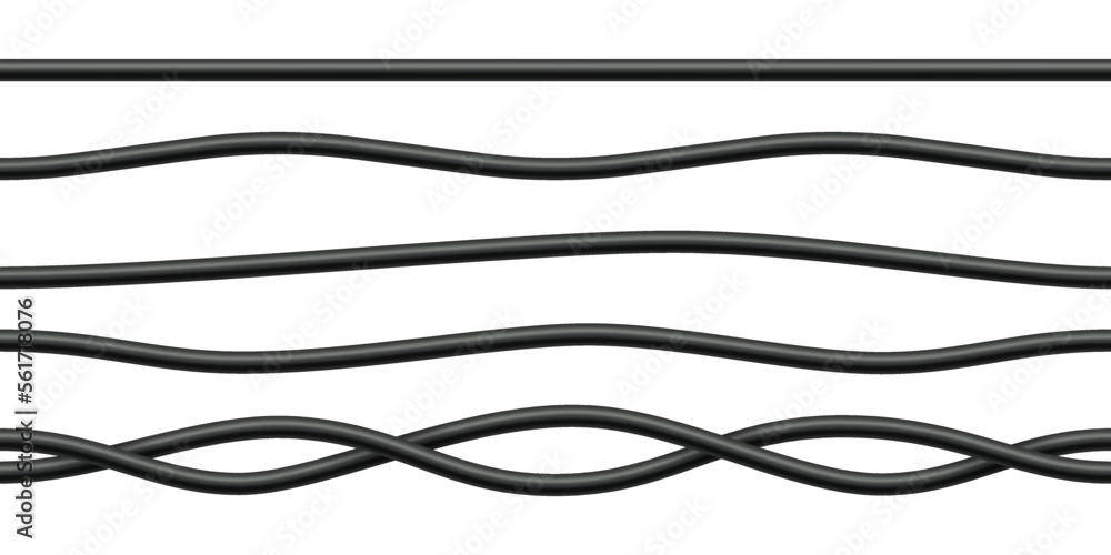 Realistic electrical wires. Cable power energy. Flexible thick network ...