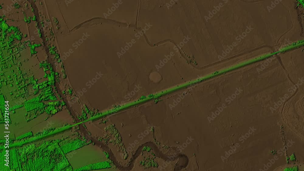 Animation of digital elevation model of a forest area with a river. GIS ...