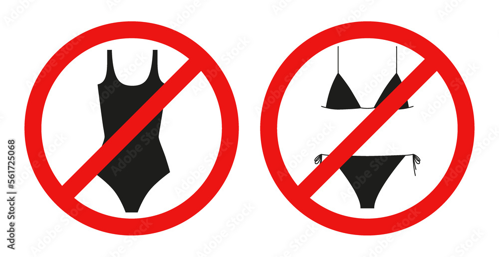Symbol entry in a swimsuit is prohibited. Women's swimsuit in a crossed ...