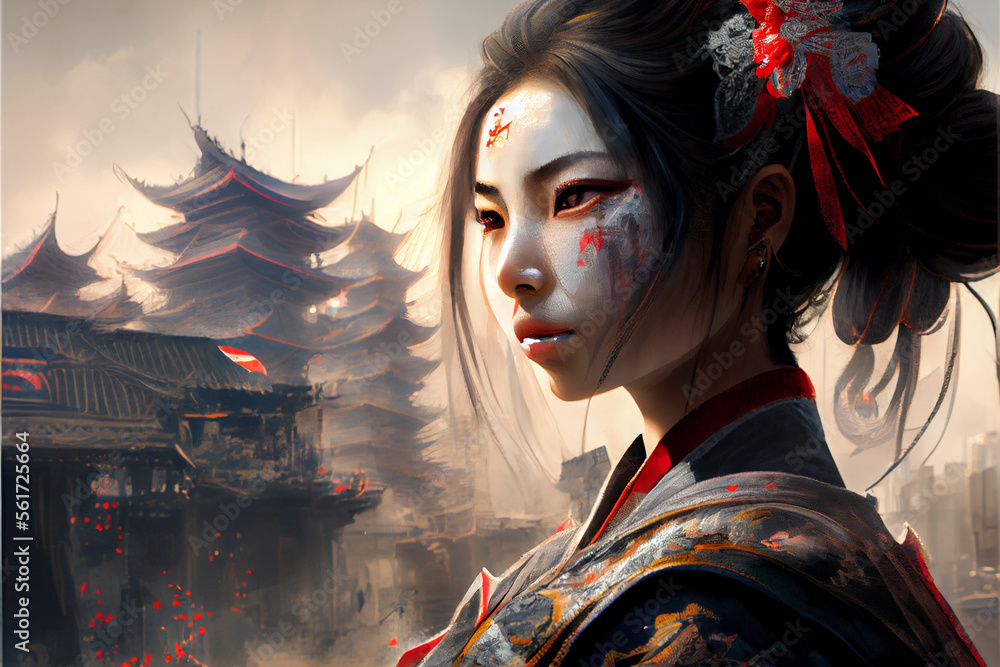 Ilustrace „Geisha Anime Girl: A Beautiful Fusion of Tradition and ...