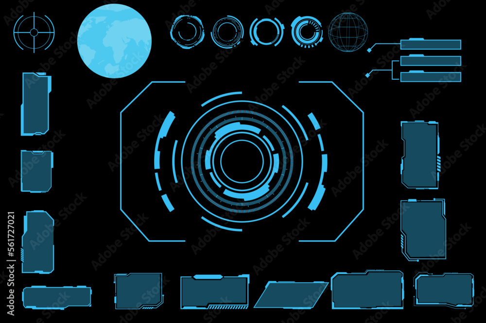 digital interface HUD elements set pack. User Interface, frame screens ...