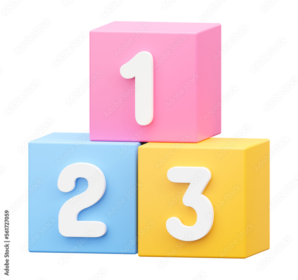 Preschool number 123 block 3d icon isolated on illustration png ...