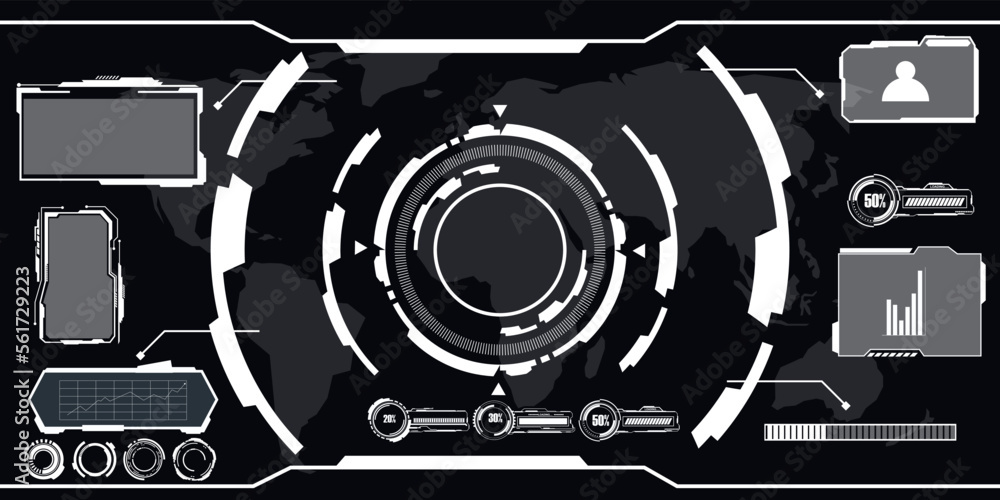 digital interface HUD elements set pack. User Interface, frame screens ...