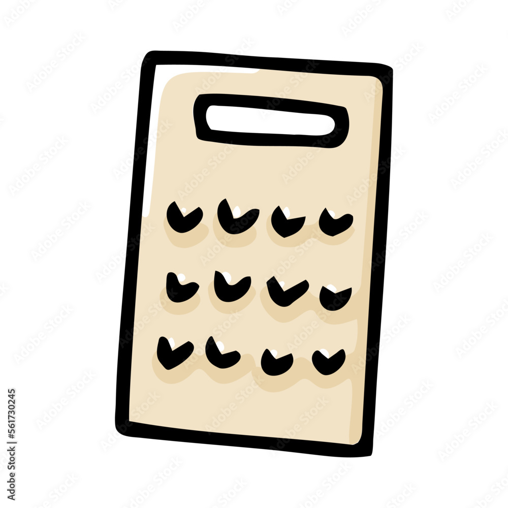 Doodle grater image. Hand-drawn rub cooking accessory isolated on white ...