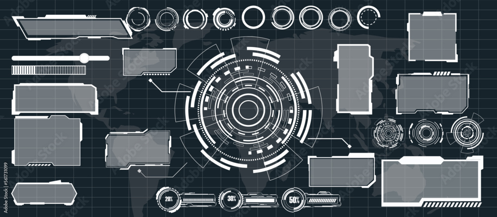 digital interface HUD elements set pack. User Interface, frame screens ...