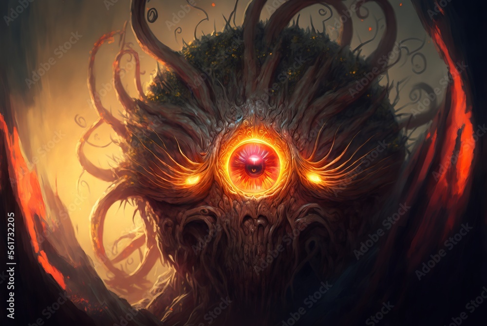 Hellish evil demon overlord of rage and terror; guardian of damnation ...