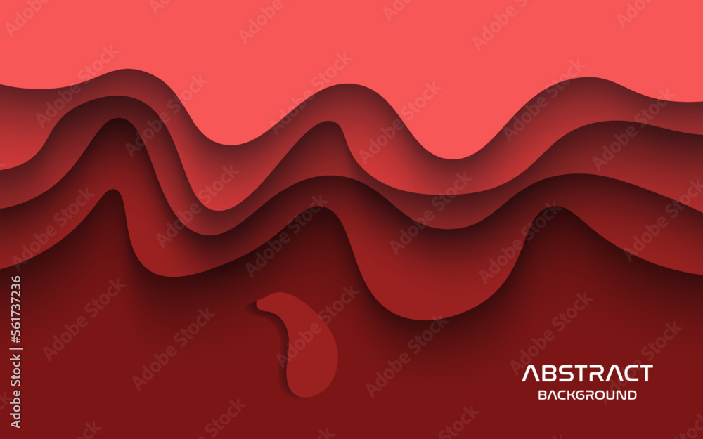 Multi layers red texture 3D papercut layers in gradient vector banner ...