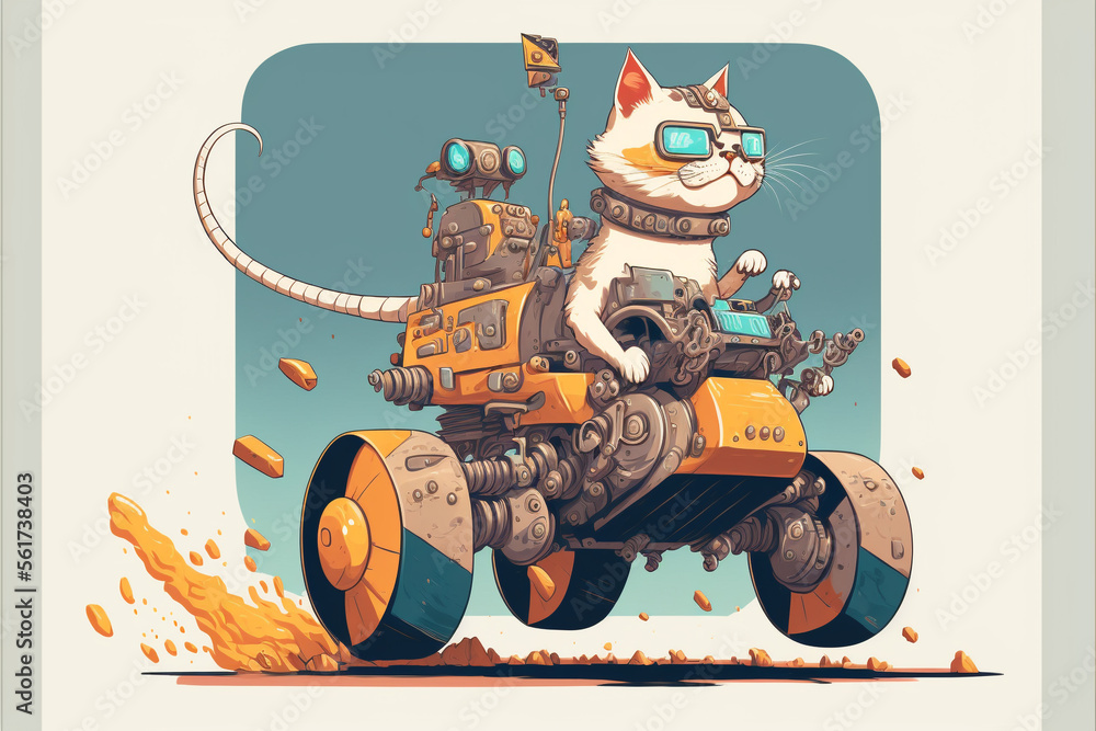 cute cat on the vehicle car, with glasses animal cartoon vector ...