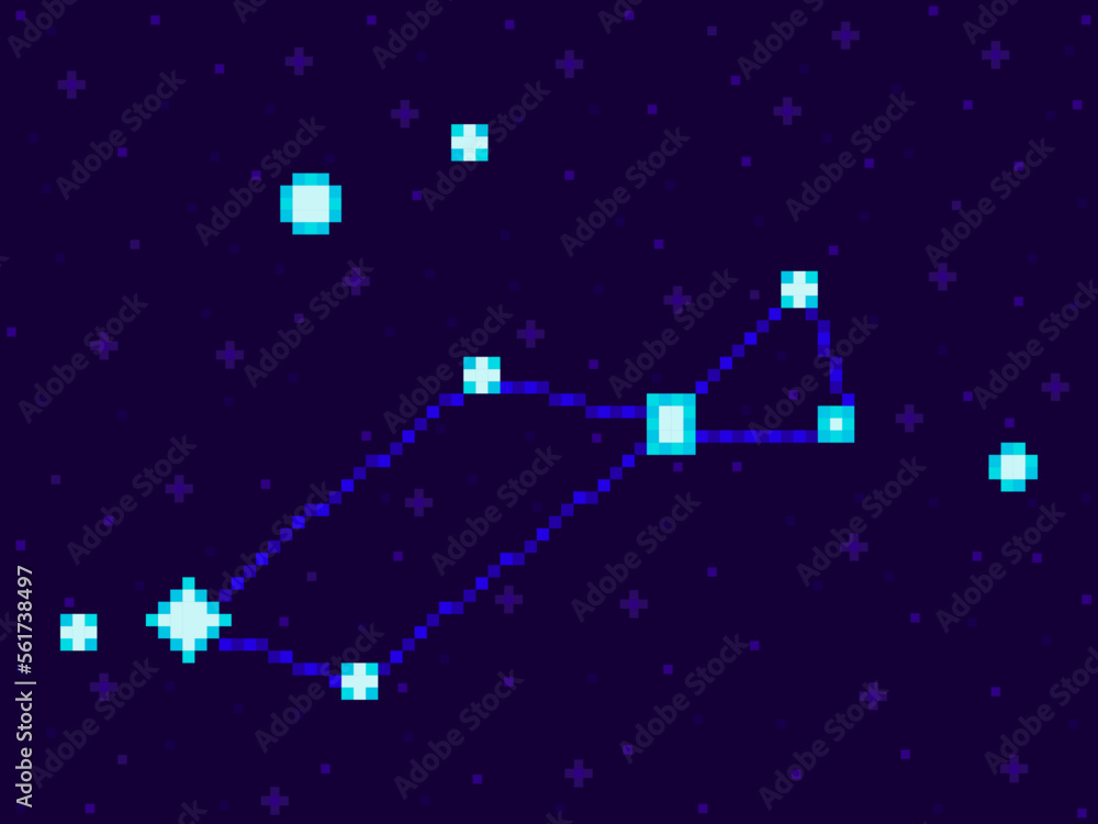 Lyra constellation in pixel art style. 8-bit stars in the night sky in ...