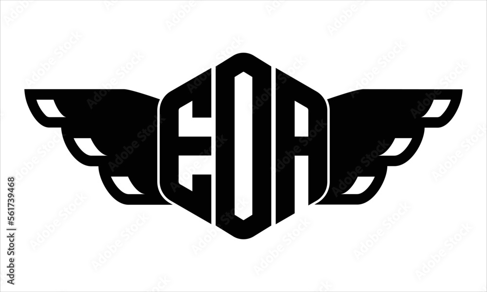 EOA three-letter butterfly iconic logo design vecto template, isolated ...