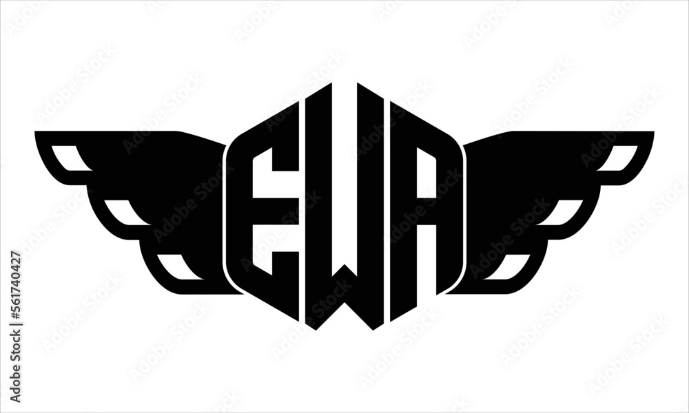 EWA three-letter butterfly iconic logo design vecto template, isolated ...