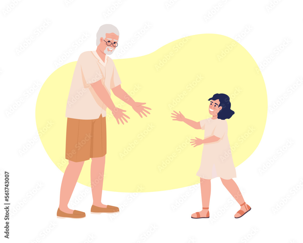 Good relationship with grandfather 2D vector isolated illustration ...