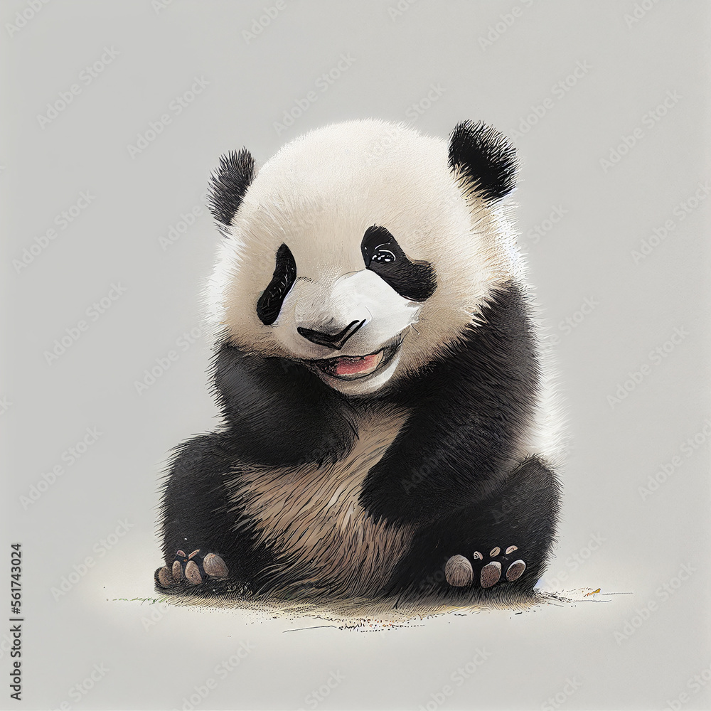 Cartoon. happy smiling panda. generative ai Stock Illustration | Adobe ...