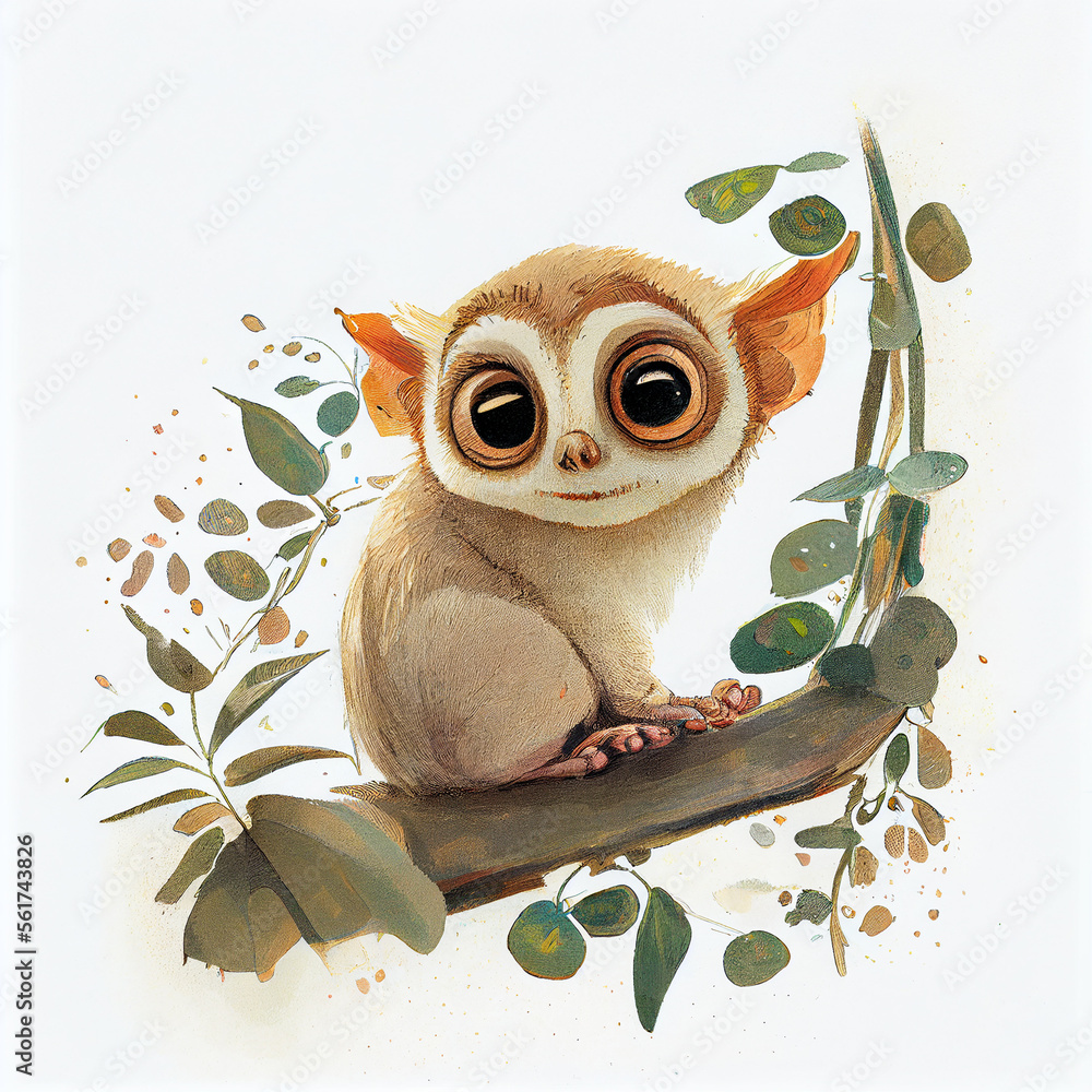Cartoon. cute smiling loris. generative ai Stock Illustration | Adobe Stock