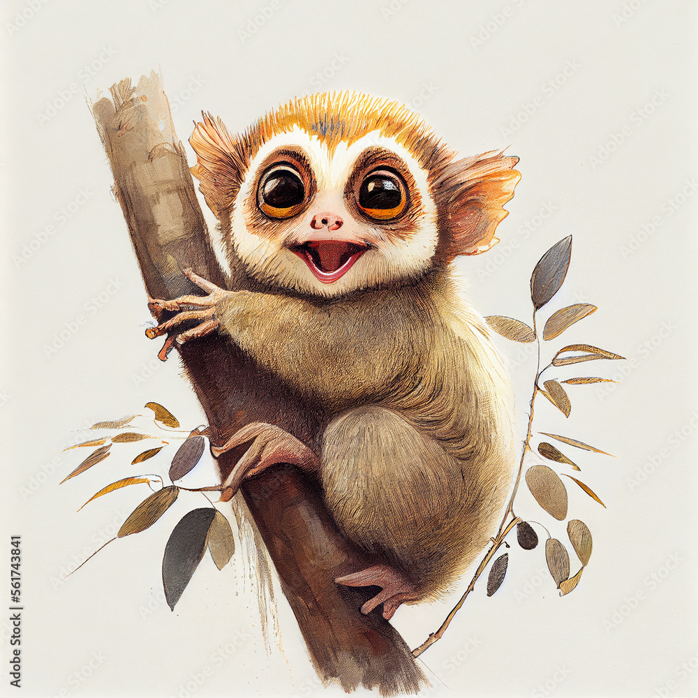 Cartoon. cute smiling loris. generative ai Stock Illustration | Adobe Stock