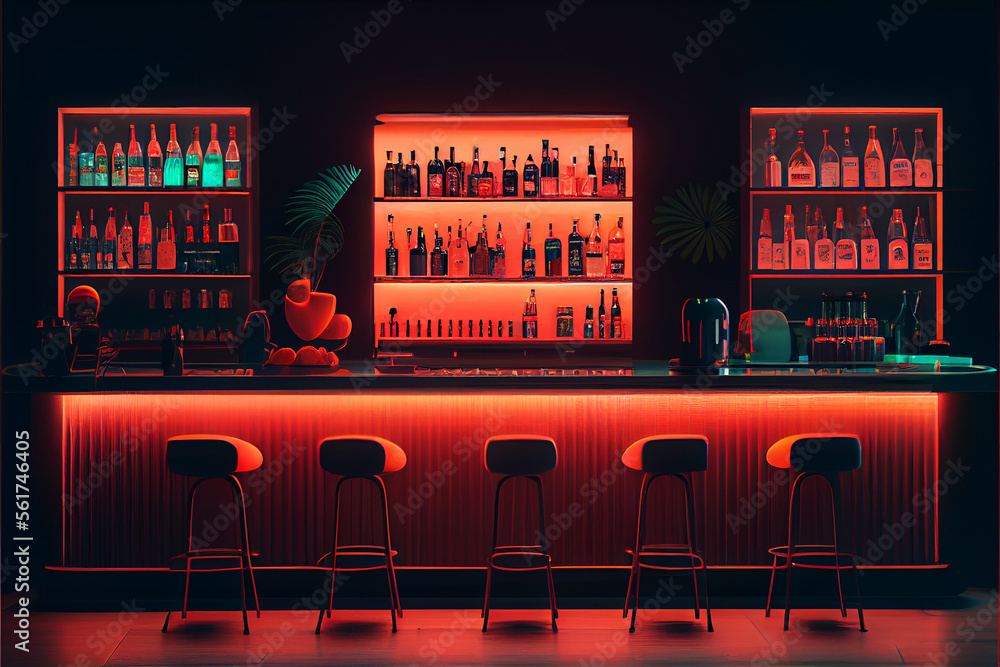 Contemporary Bar wallpaper. generative ai Stock Illustration | Adobe Stock