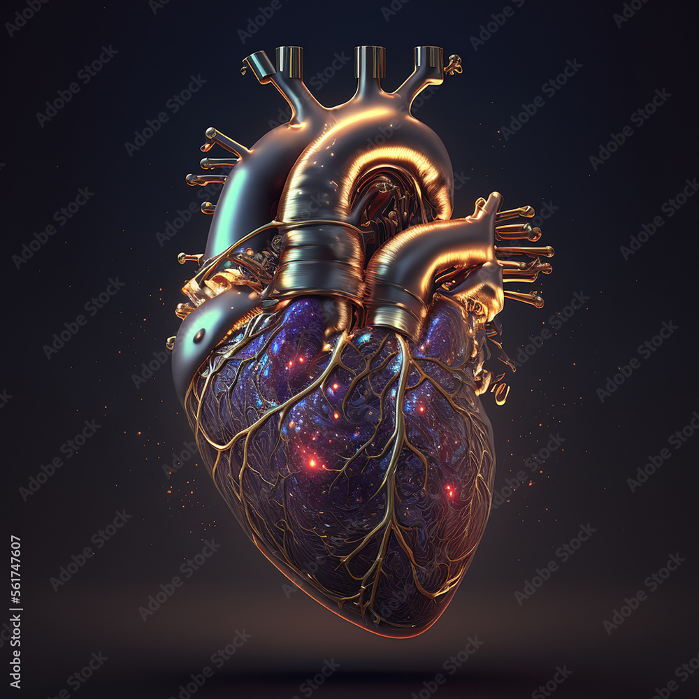 Realistic anatomical heart in style of astrology sign, mystical ...