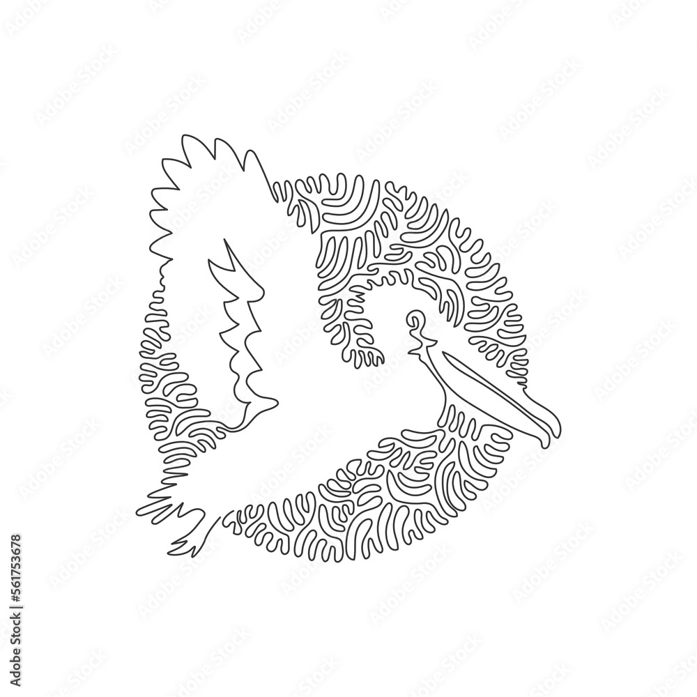 Single swirl continuous line drawing abstract art. The elastic throat ...