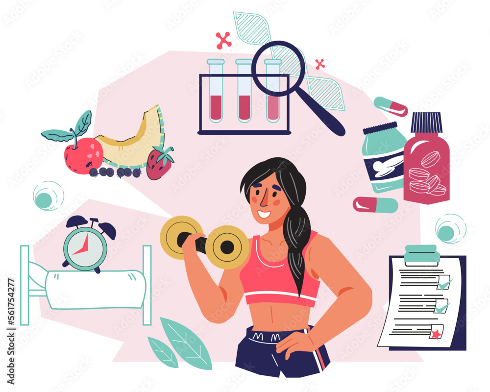 Healthy day schedule and Biohacking healthcare concept of banner ...