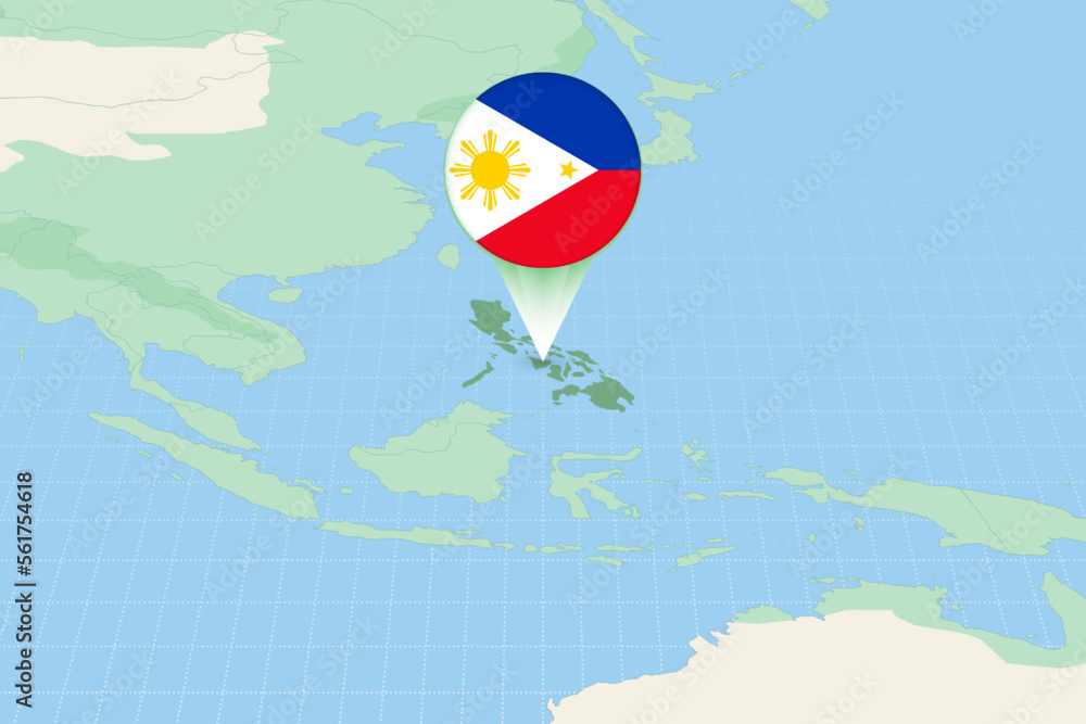 Map illustration of Philippines with the flag. Cartographic ...