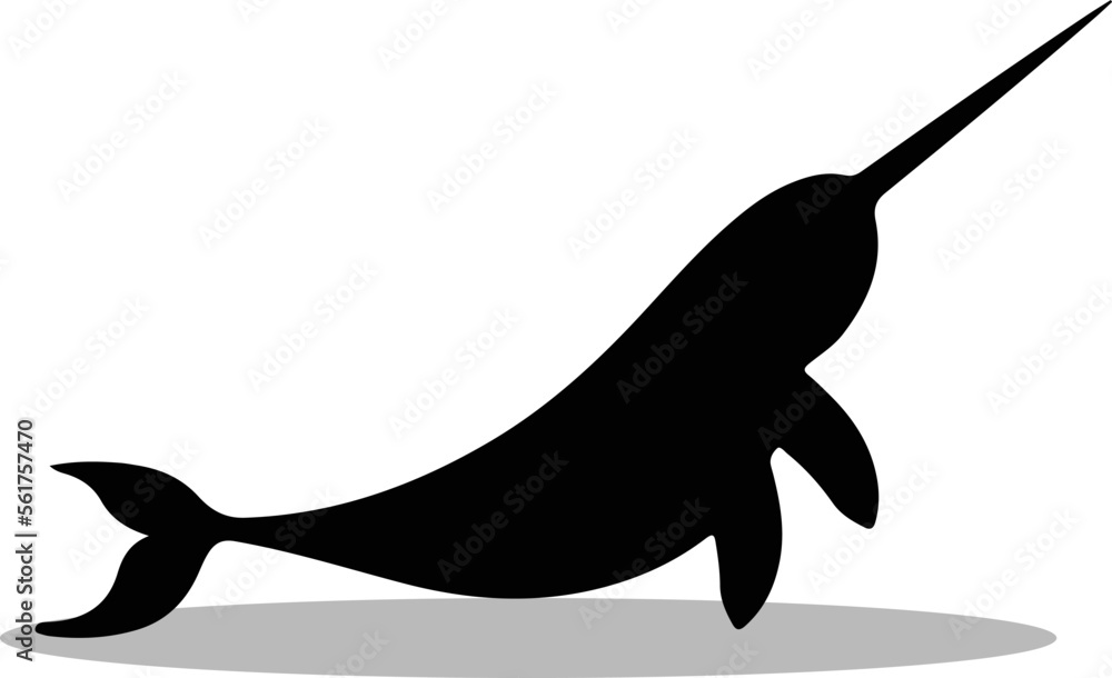 Narwhals Silhouette, cute Narwhals Vector Silhouette, Cute Narwhals ...