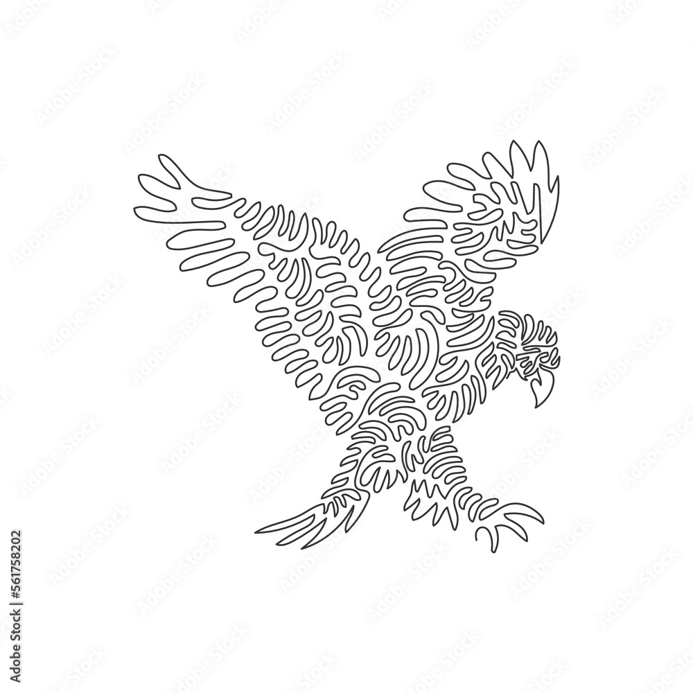 Single one line drawing abstract art. Eagle ready to catch prey ...