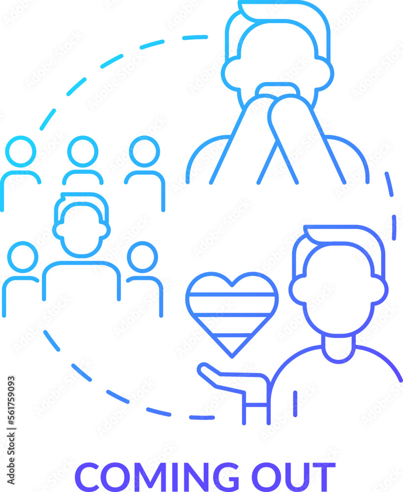 Coming out blue gradient concept icon. Show sexual orientation. LGBTQI ...