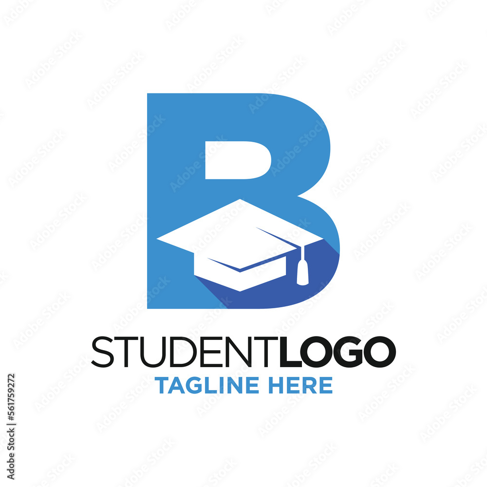 Letter B Graduation Hat Logo Design Template Inspiration, Vector ...