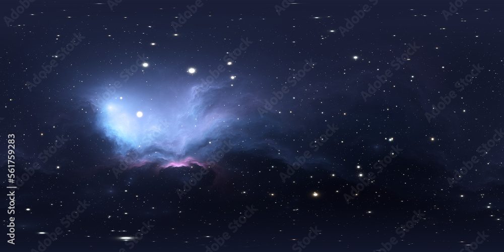 360 degree stellar system and gas nebula. Panorama, environment 360 ...
