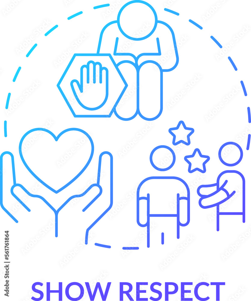 Show respect blue gradient concept icon. Stop transphobia demonstration ...