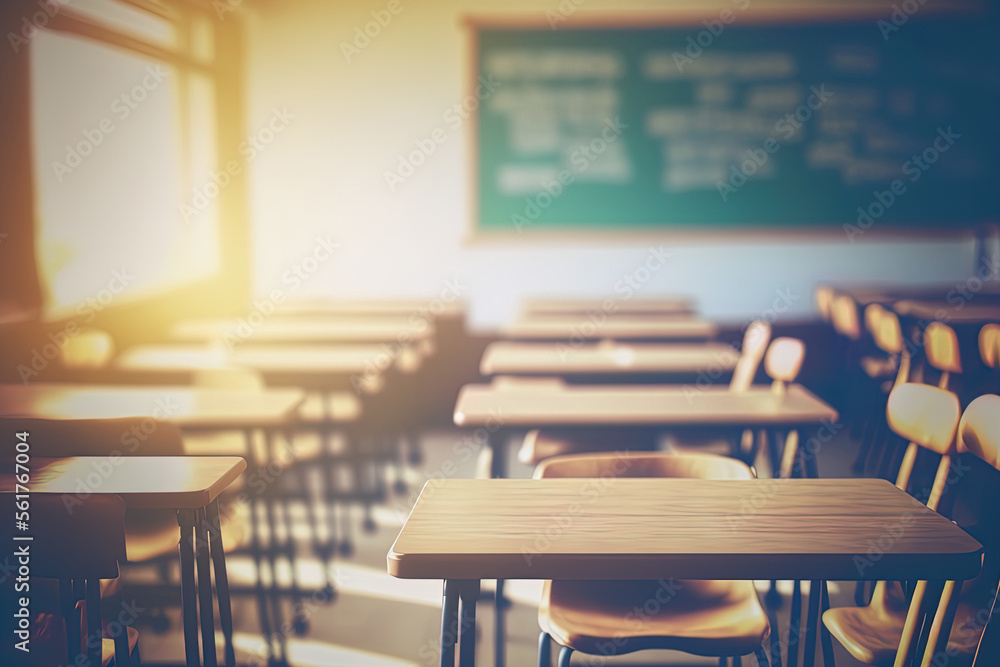 Ilustração do Stock: School classroom in blur background without young ...