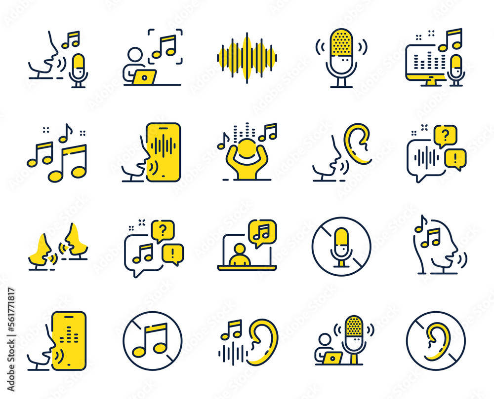 Vecteur Stock Voice line icons. Voicemail, microphone record and ...