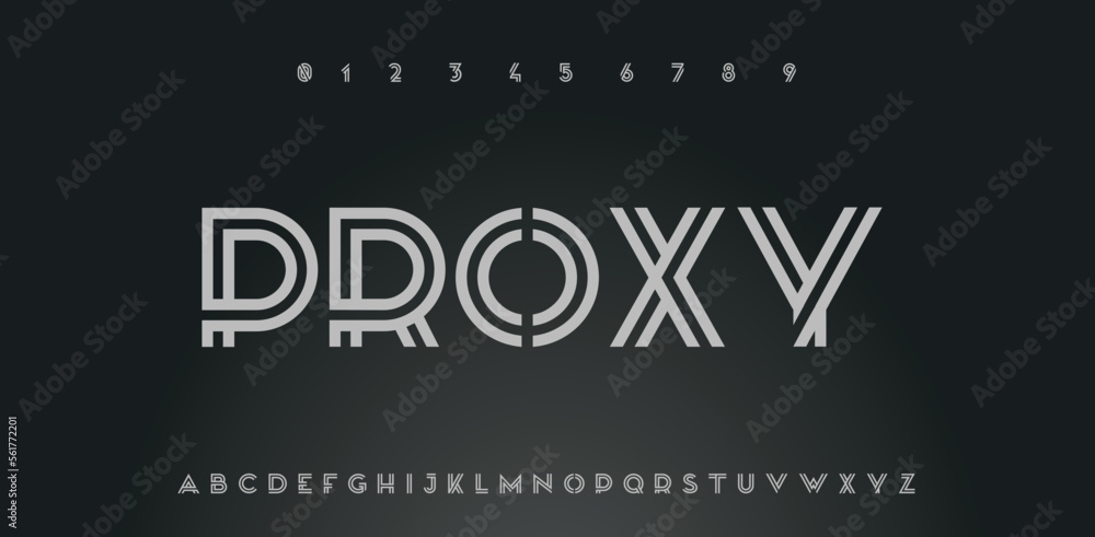PROXY, Two lines modern tech font. Typography line fonts for tech ...