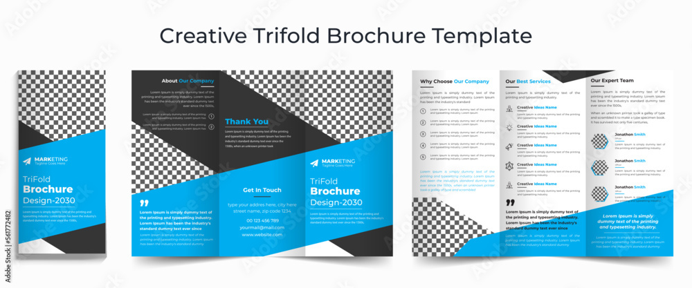 Business trifold leaflet brochure template design, Professional ...
