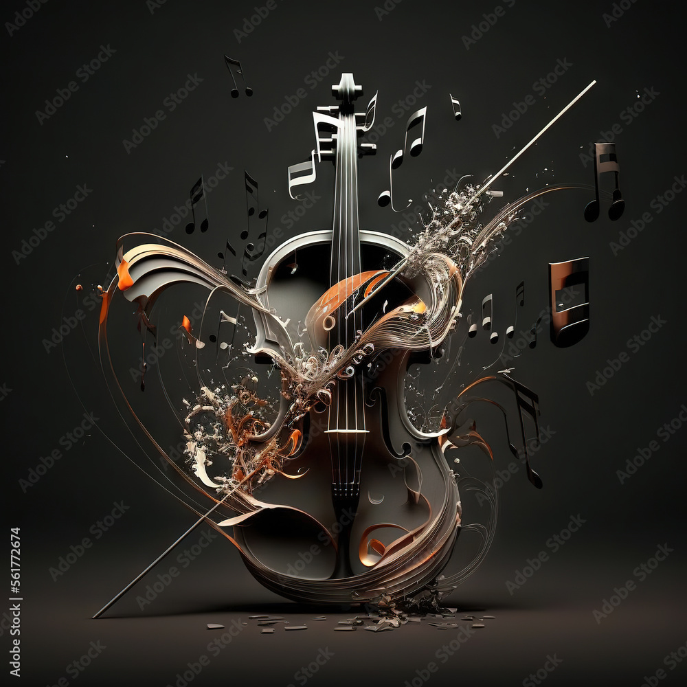 Abstract Violin Squirls and Sheet Music, generative AI Stock ...