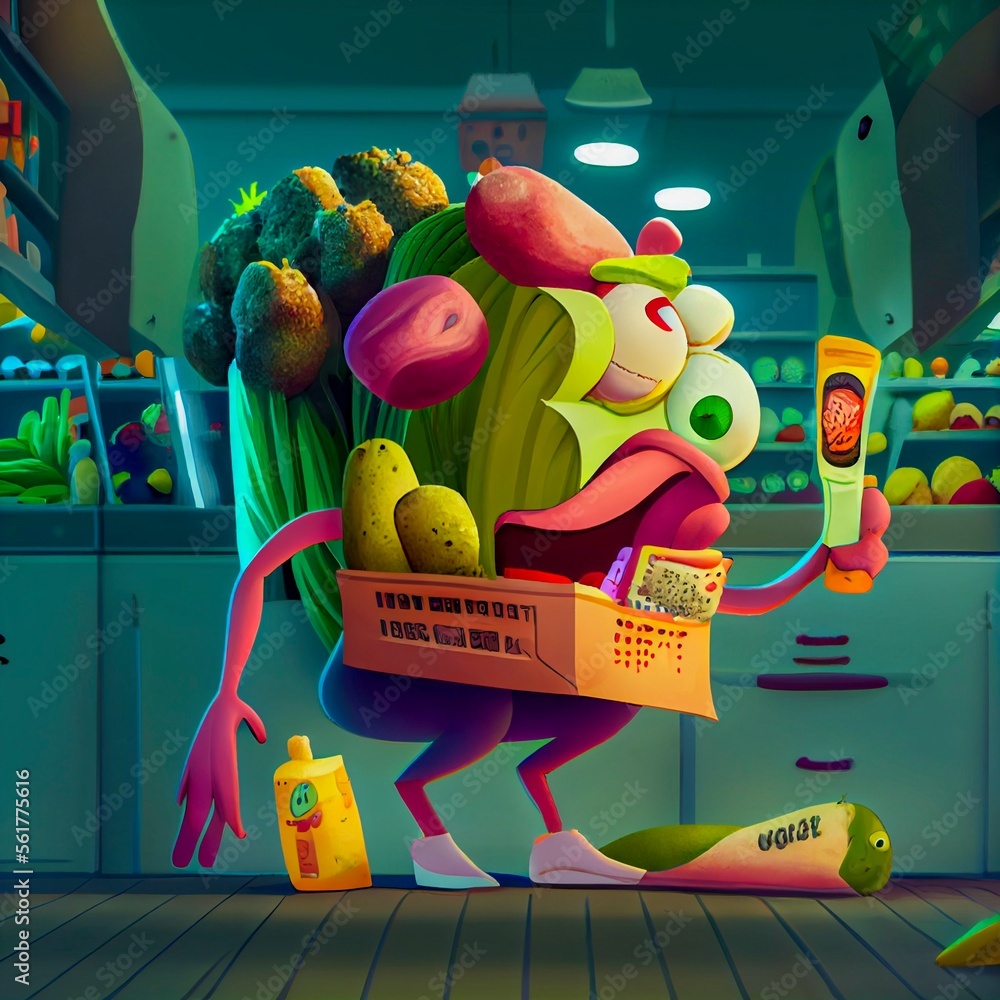 Healthy whole food eating goons animated characters, unique eating ...