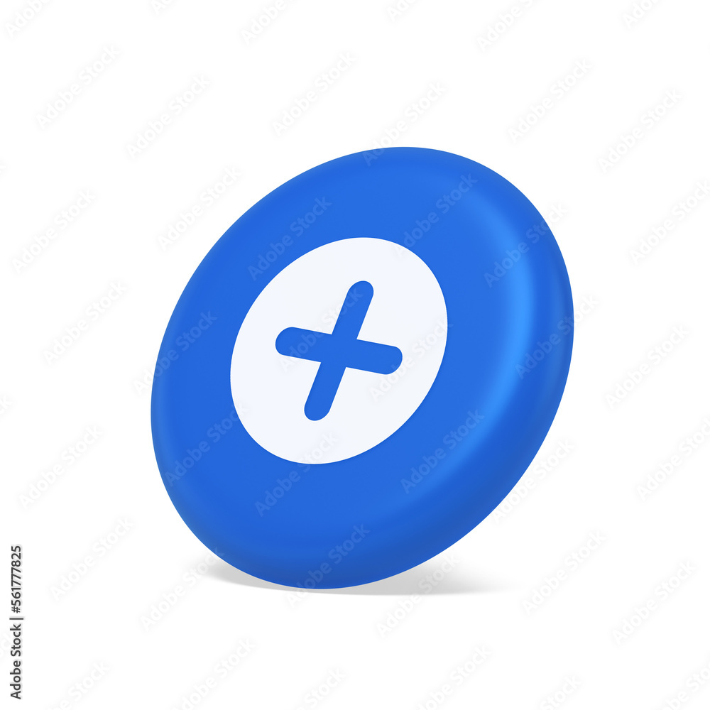 Plus add button mathematical addition symbol 3d isometric realistic ...
