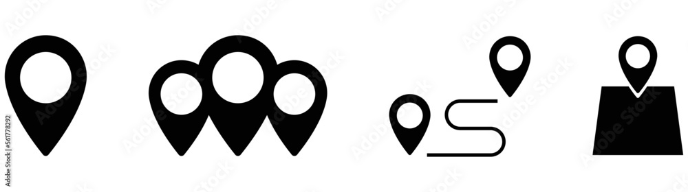 location icon set. map location, line route location pin, collections ...