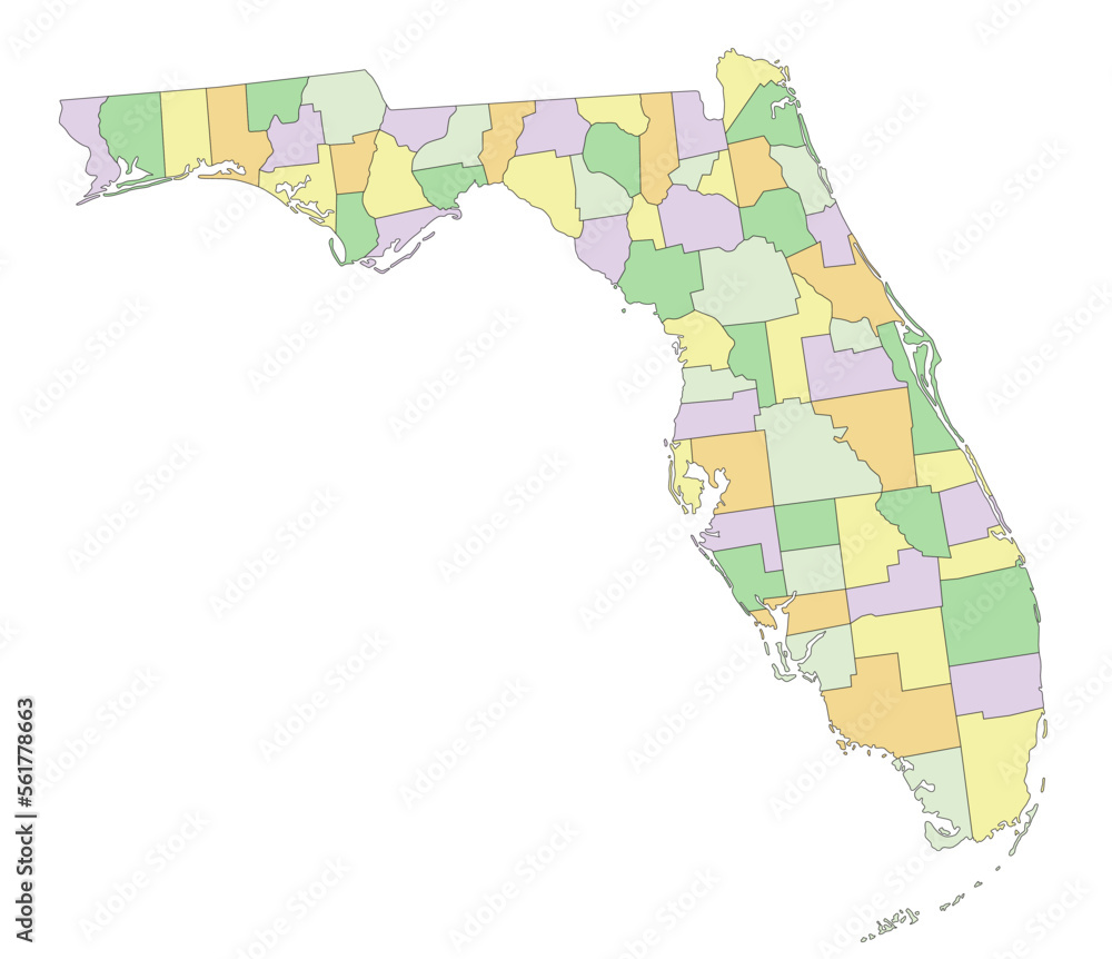 Florida - Highly detailed editable political map with labeling. Stock ...