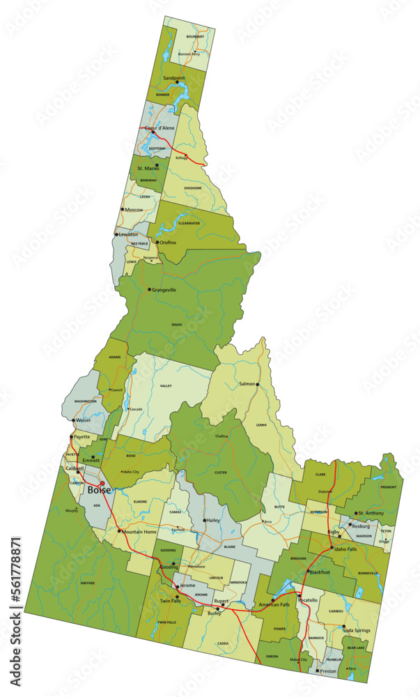 Map cities idaho