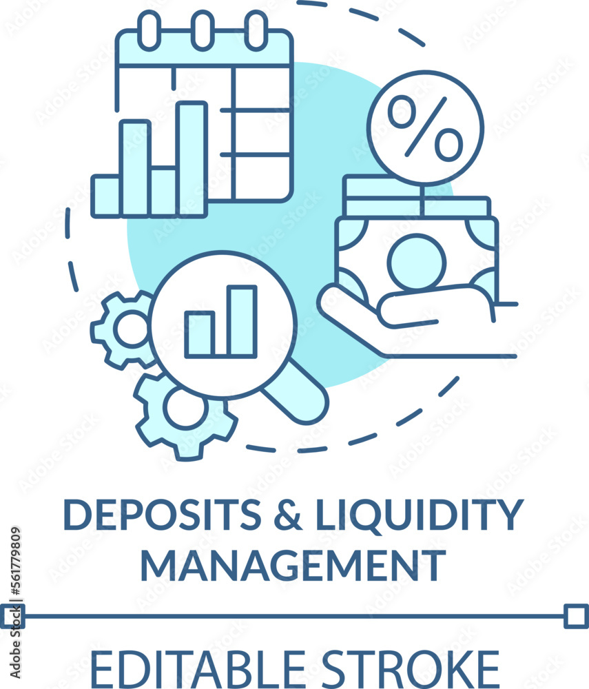 Deposits and liquidity management turquoise concept icon. Treasury ...