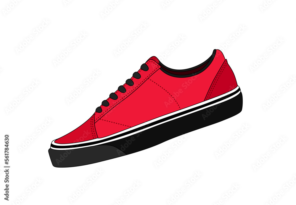 Vector red keds silhouette. Outline sneakers illustration. Sneaker shop ...